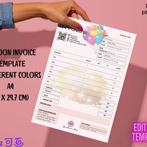 Editable Balloon Invoice Template Balloon Forms Balloon Business Custom ...