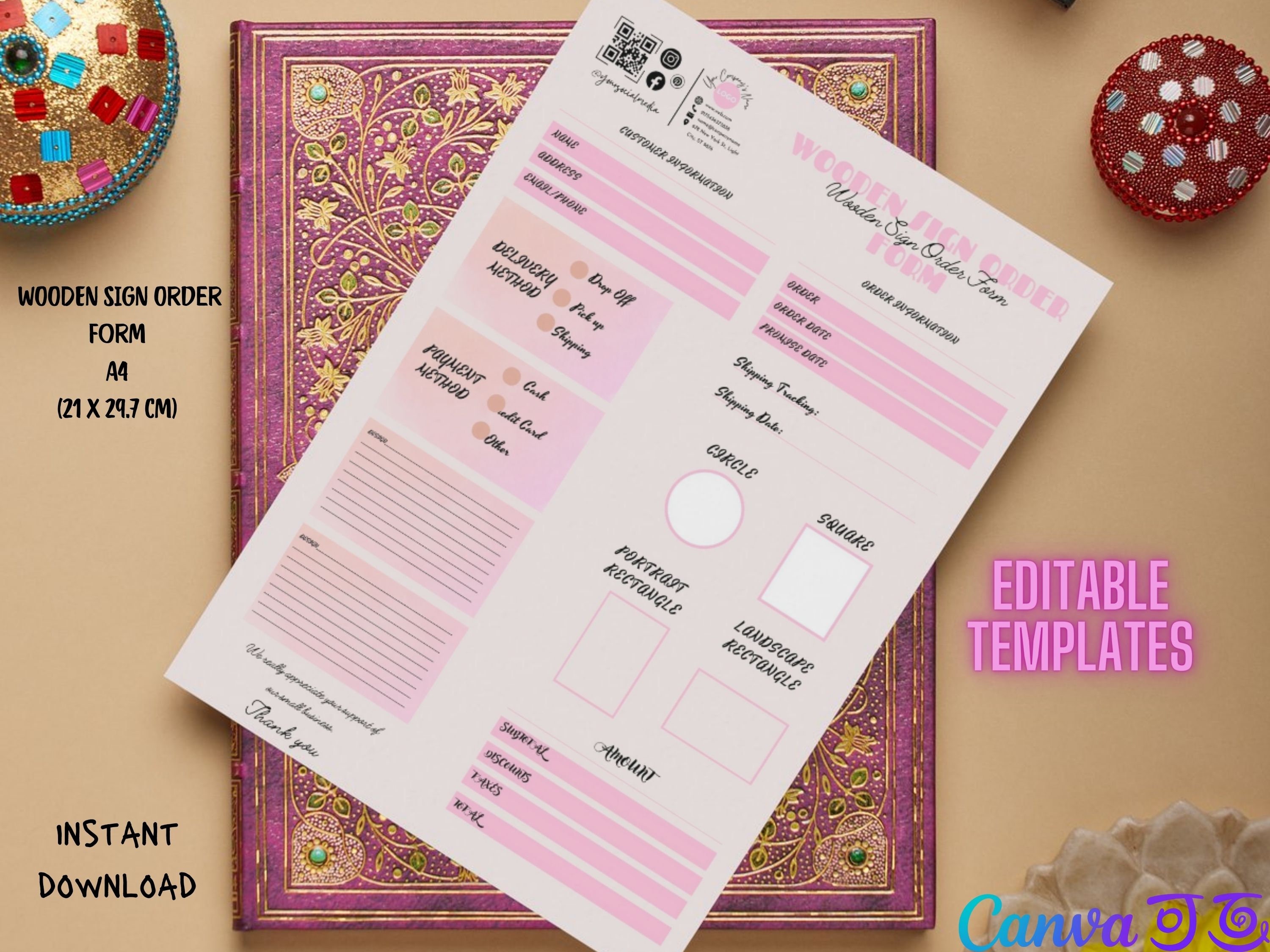 Wooden Sign Order Form Template Printable Craft Sign Order Form ...