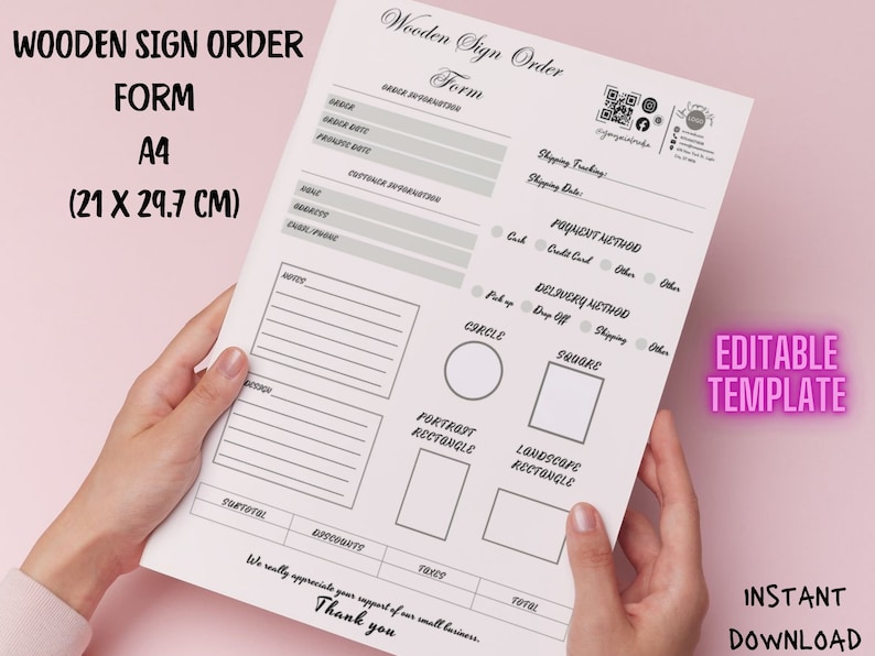 Wooden Sign Order Form Template Printable Craft Sign Order Form ...