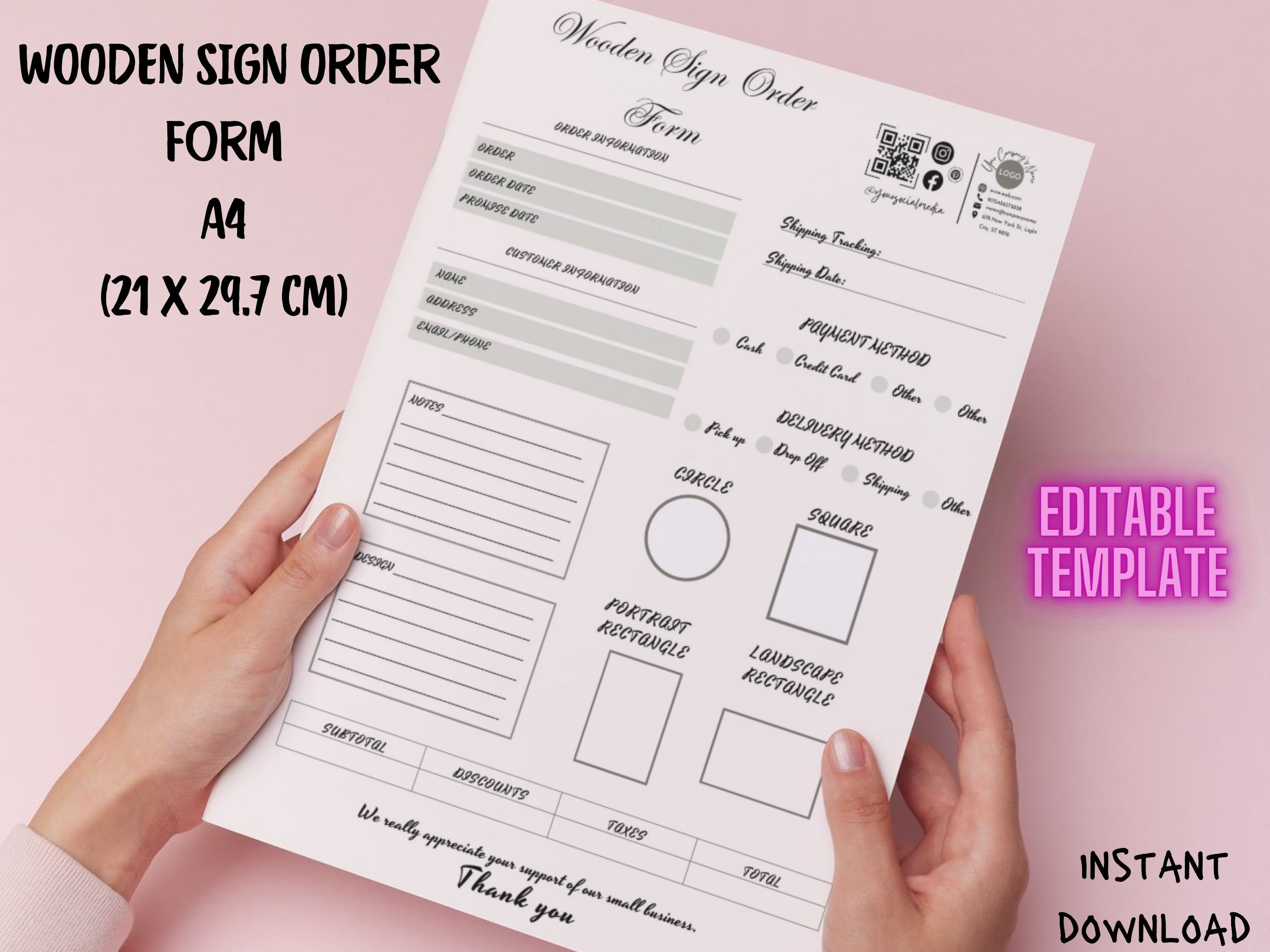 Wooden Sign Order Form Template Printable Craft Sign Order Form ...