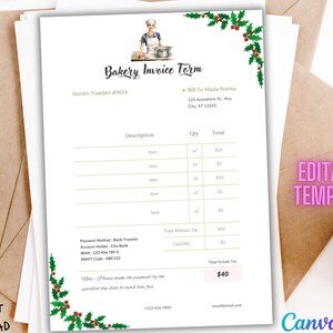 Bakery Invoice Template Receipt Template Business Template Printable ...