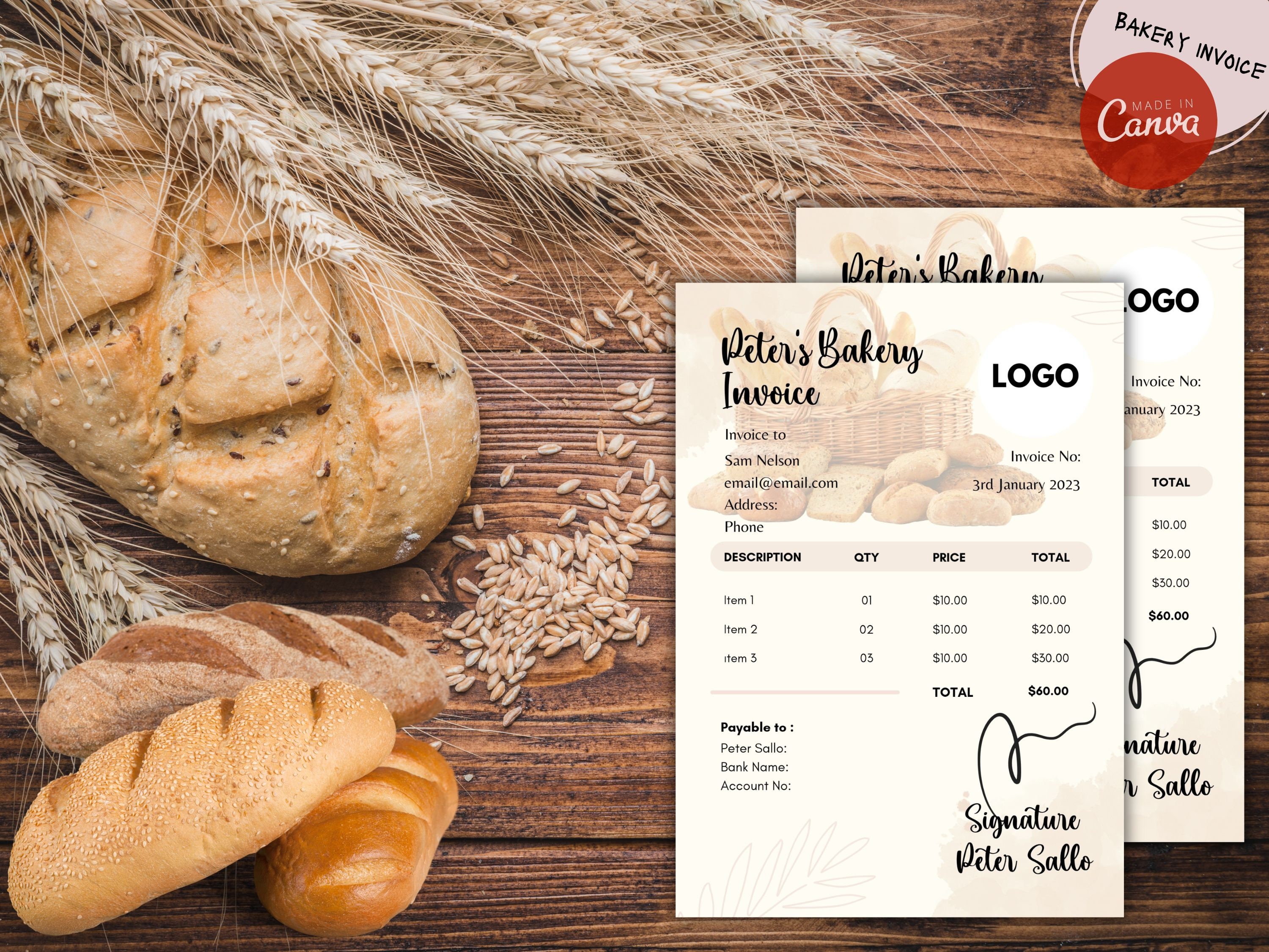 Editable Bakery Invoice Template Baking Invoice Cake Invoice Form Cake ...