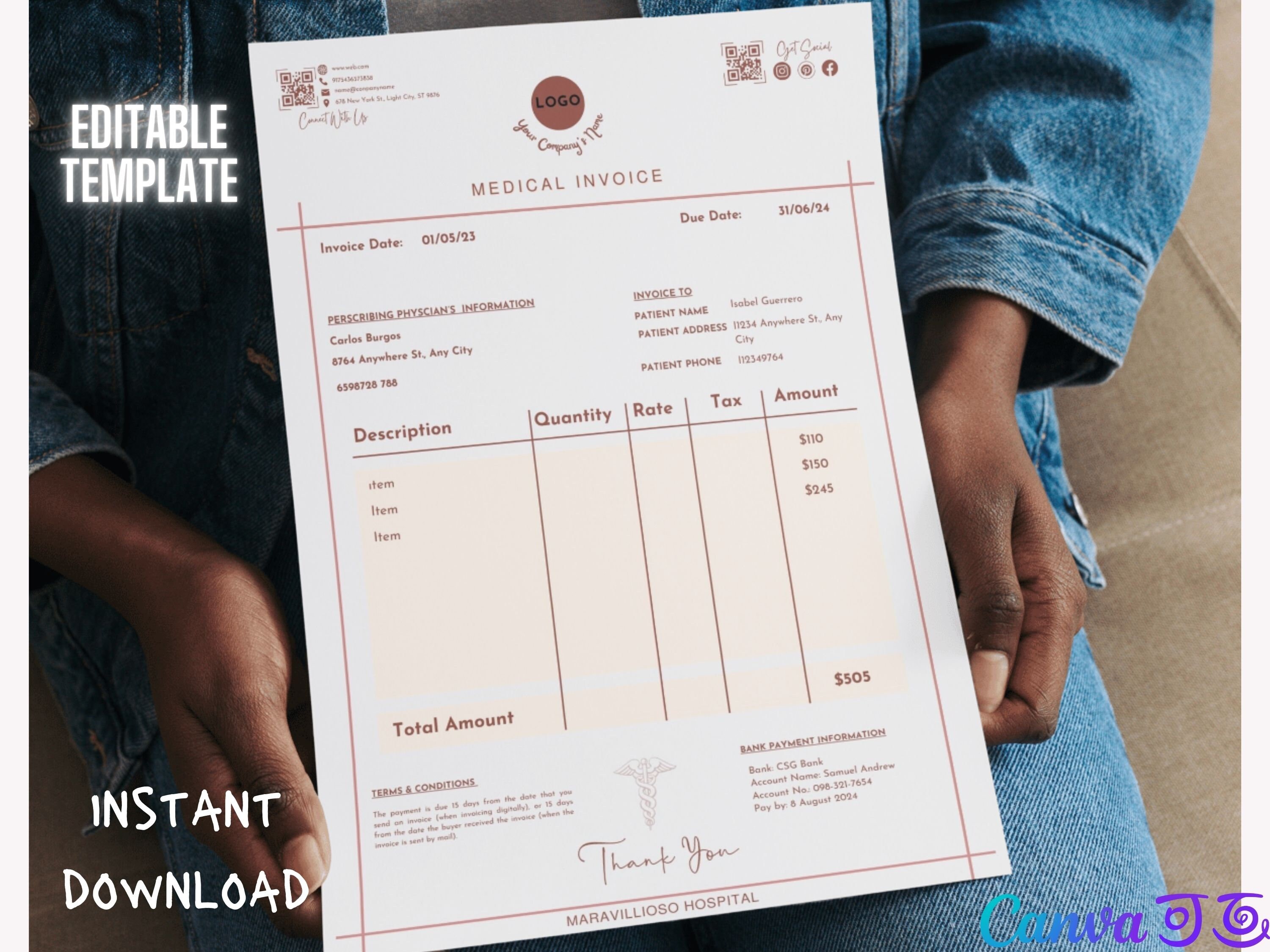 Doctor's Medical Bill Receipt Invoice PDF Template Doctor's Bill ...