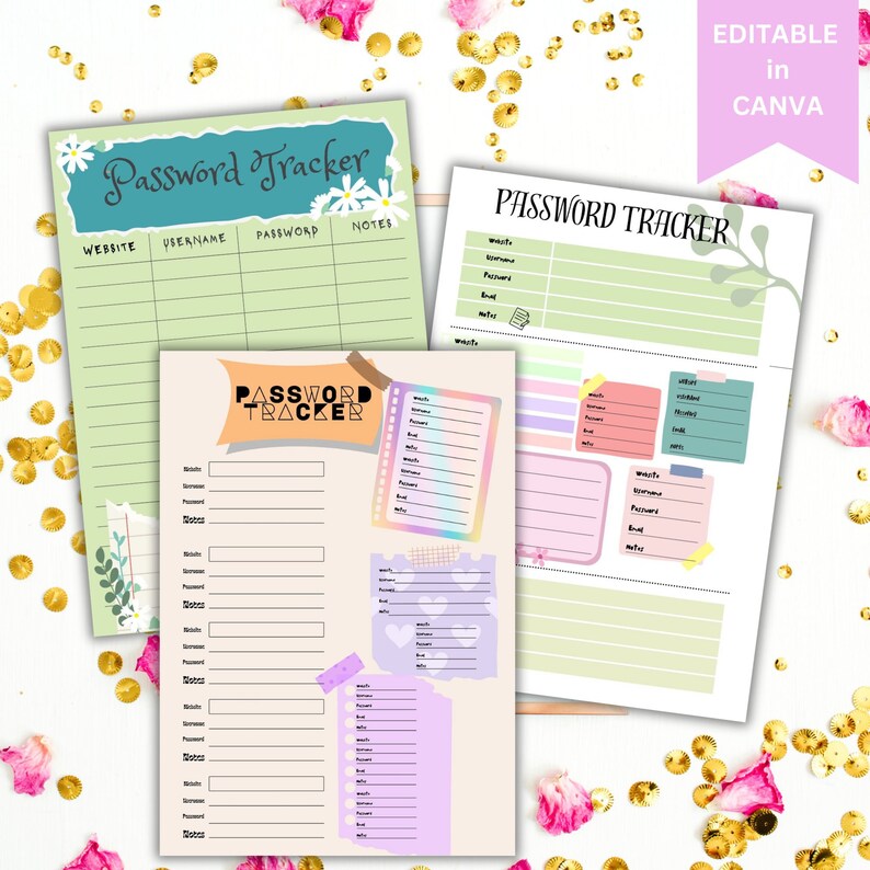 Editable Fillable Password Tracker BUNDLE, Printable Password Log ...