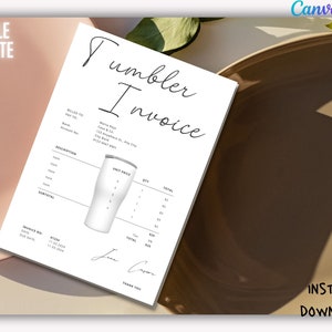 Printable Tumbler Invoice Template Editable Cup Invoice Sublimation ...