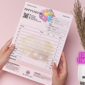 Editable Balloon Invoice Template Balloon Forms Balloon Business Custom ...