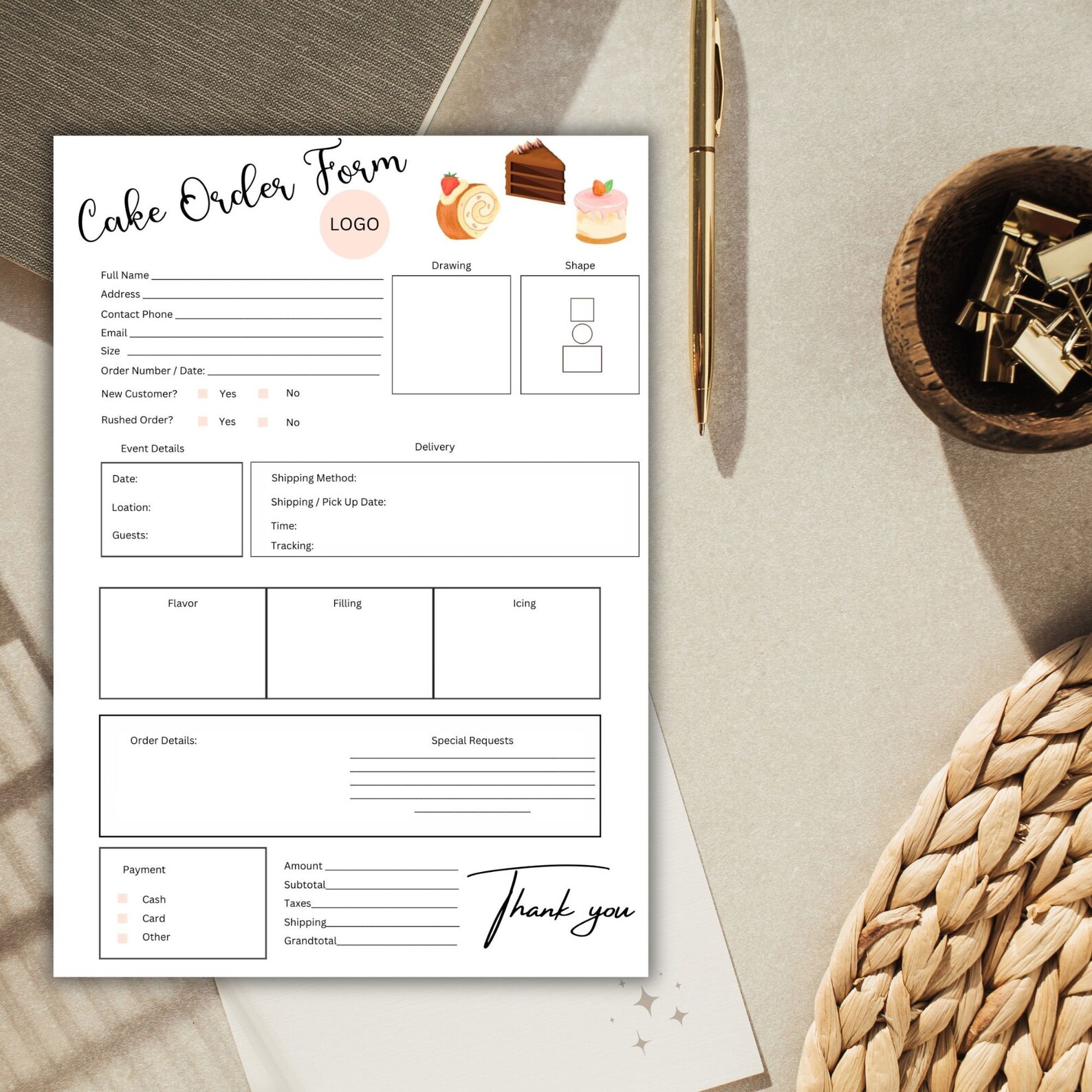 Editable Cake Order Form Template Bakery Order Form Printable Cake ...