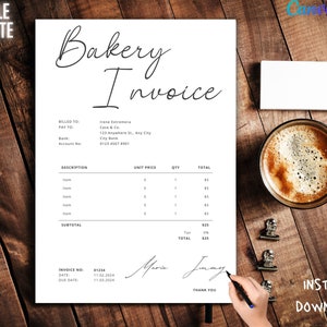 Bakery Invoice Template Receipt Template Business Template Printable ...