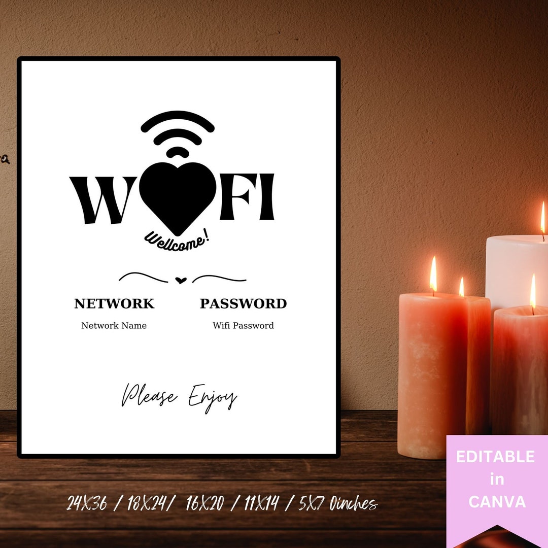 Wifi Password Sign Editable Wifi Sign Printable Wifi Password Wifi ...