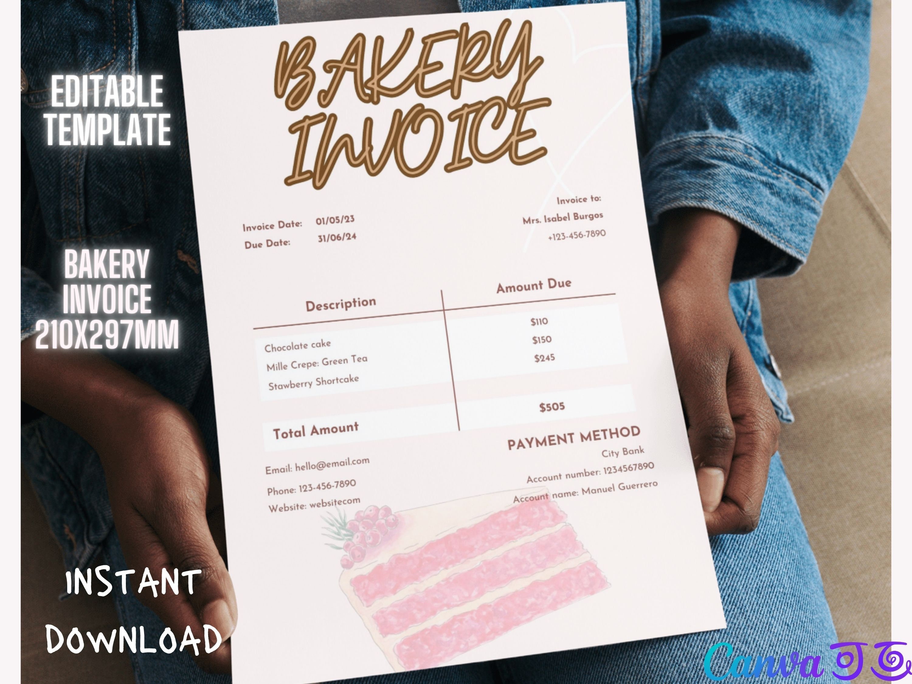 Bakery Invoice Template Receipt Template Business Template Printable ...