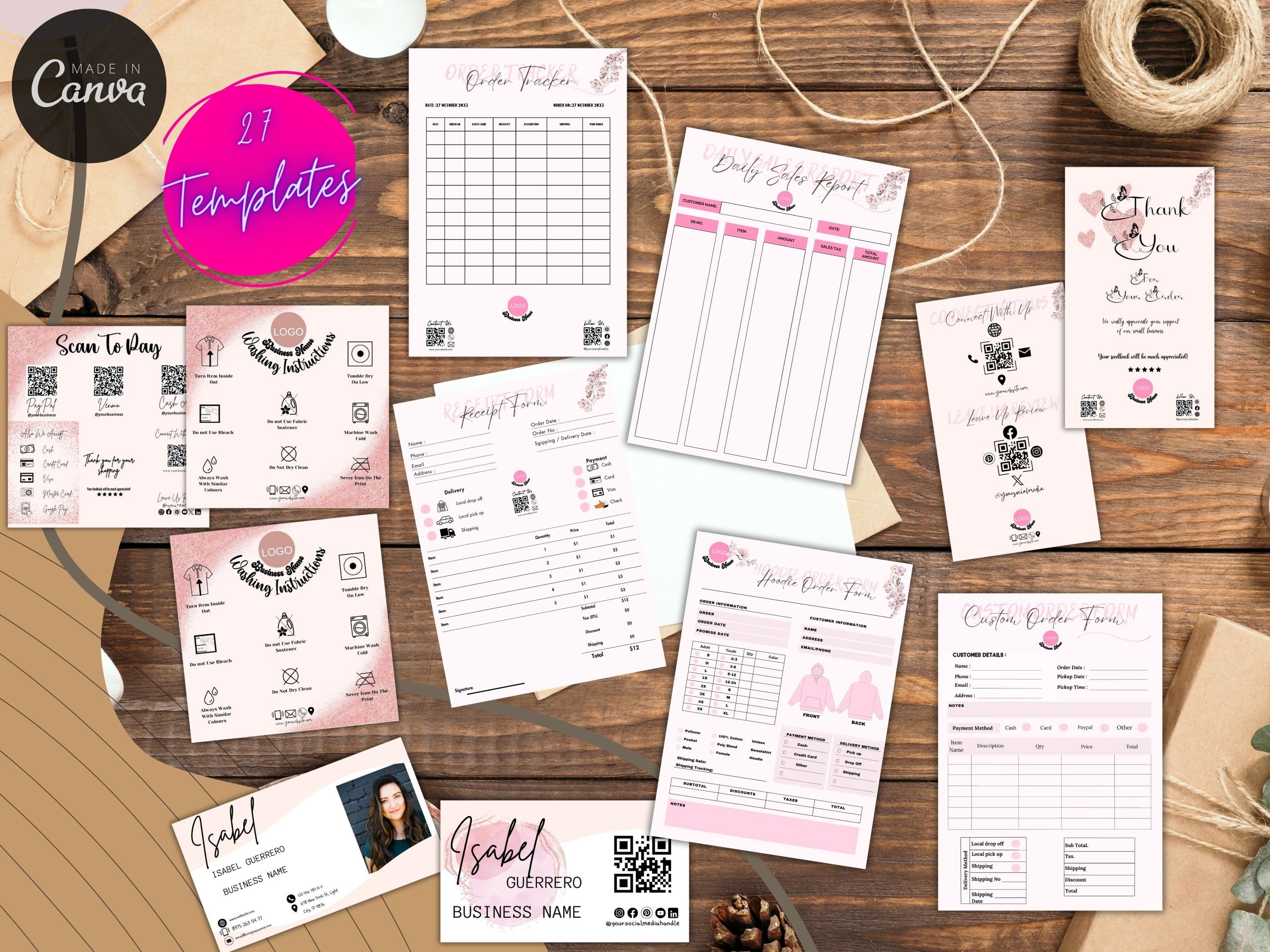 Clothing Business Bundle Tshirt Order Form Invoice Template Price List ...