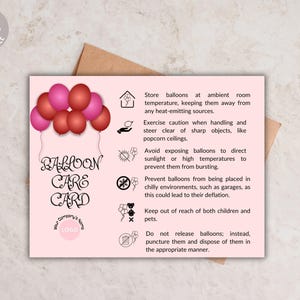 Balloon Care Card Template Custom Balloon Care Instructions Balloon ...
