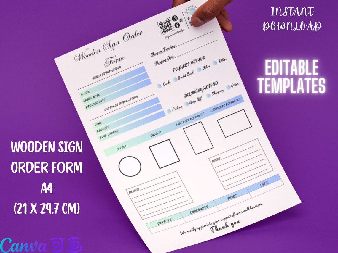 Wooden Sign Order Form Template Printable Craft Sign Order Form ...