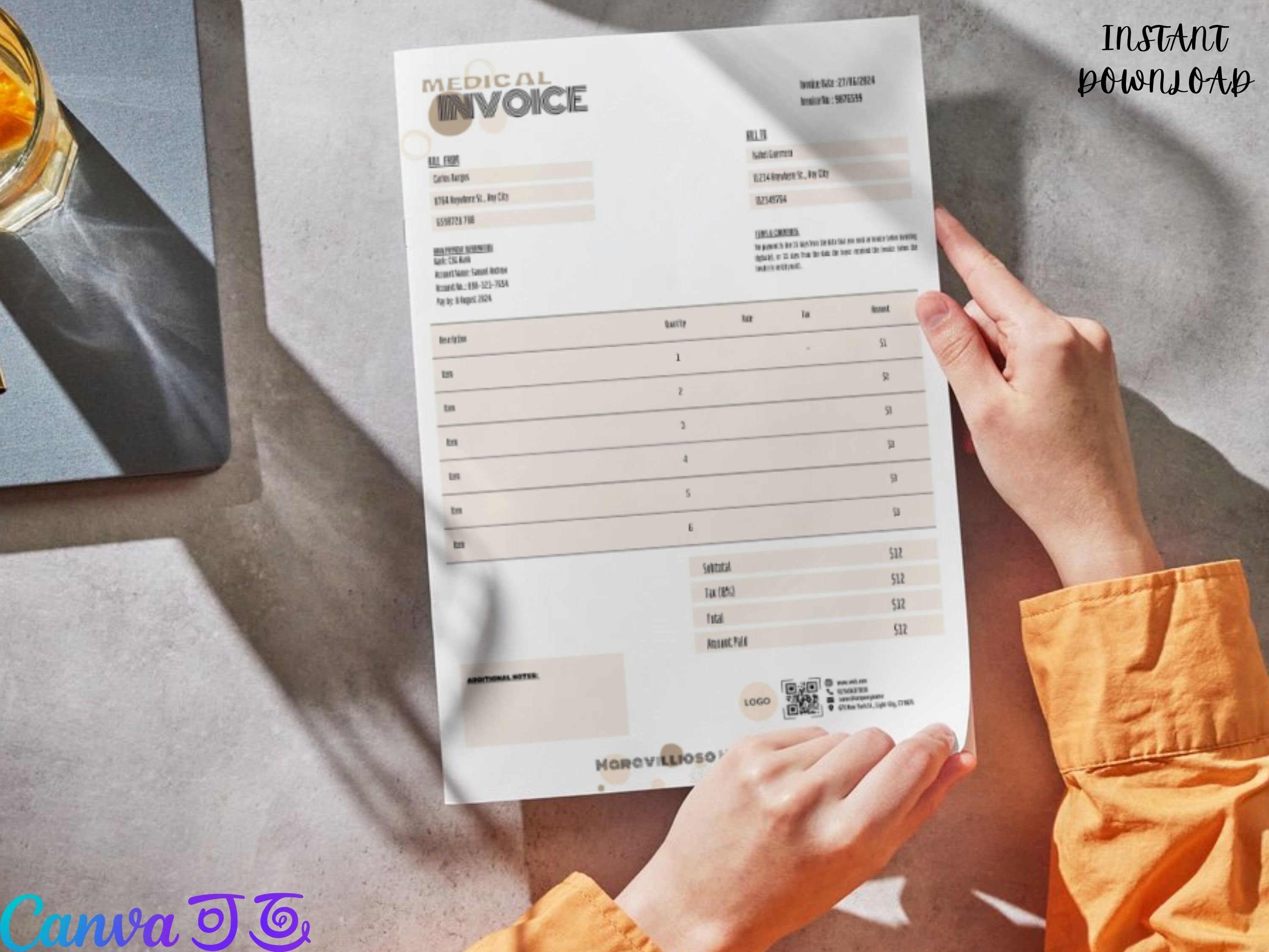 Medical Invoice Template Custom Doctor's Medical Bill Receipt Invoice ...