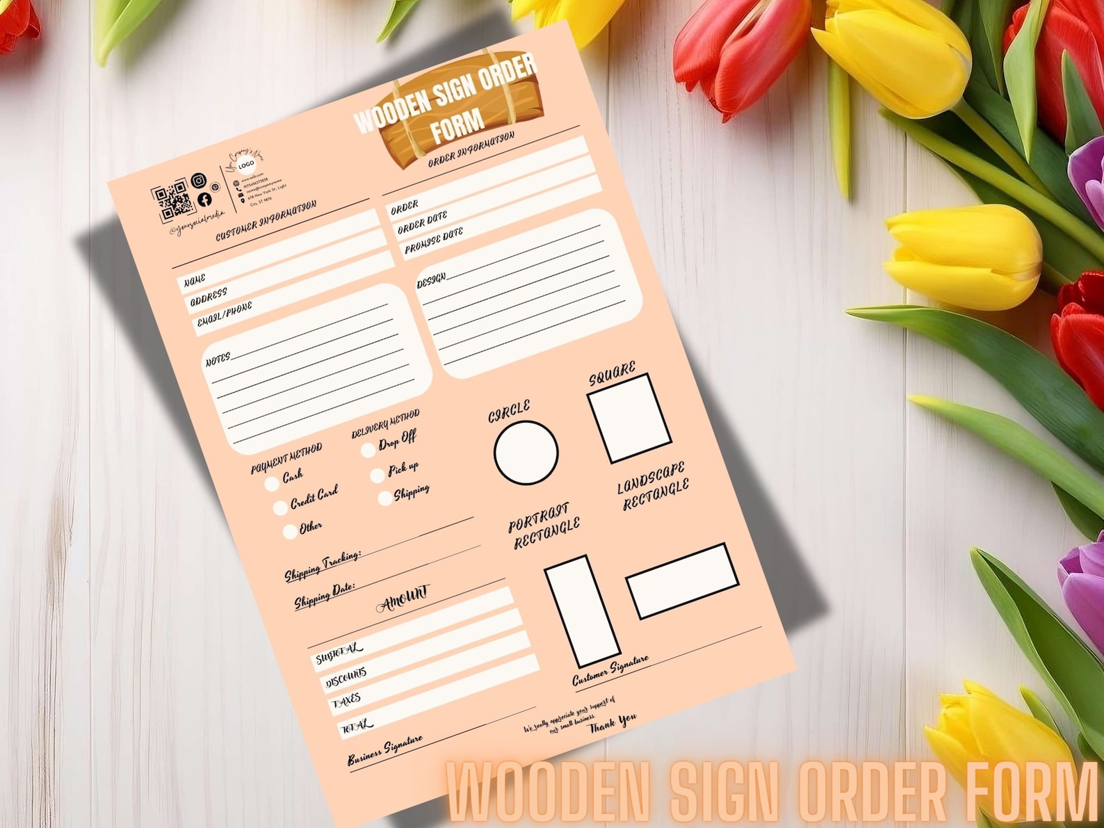 Wooden Sign Order Form Template Printable Craft Sign Order Form ...