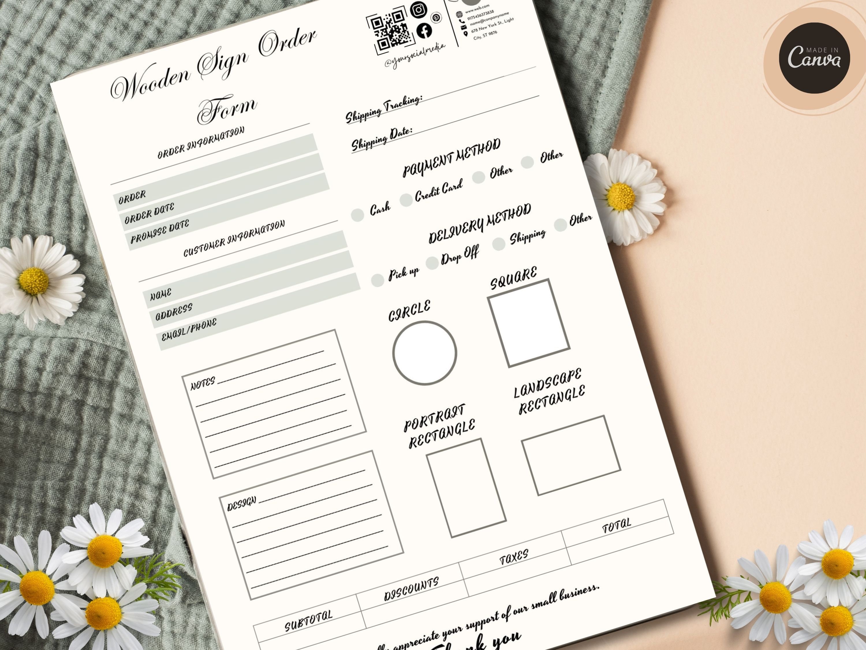 Wooden Sign Order Form Template Printable Craft Sign Order Form ...