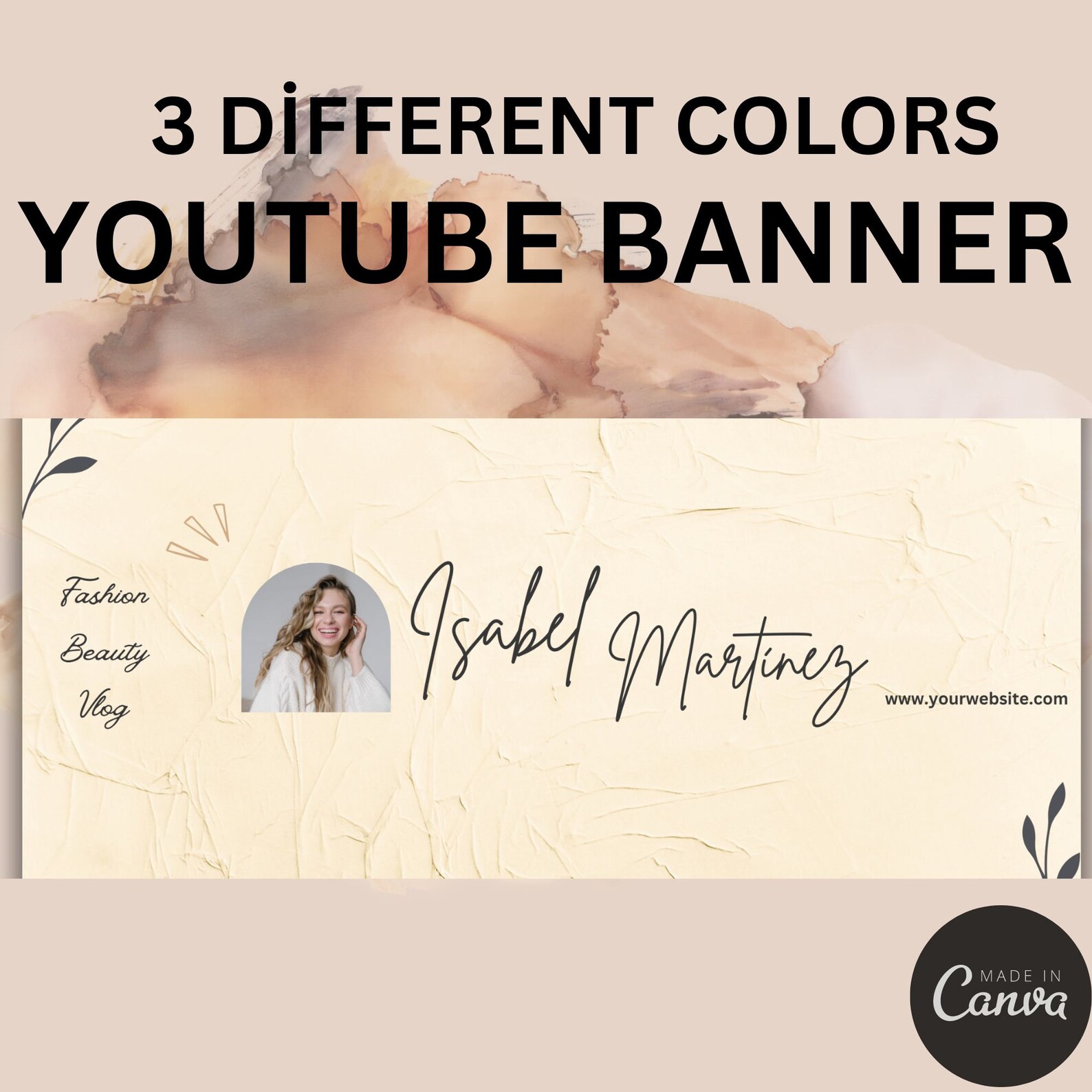Youtube Banner Template With 3 Colors Youtube Branding Kit Editable ...