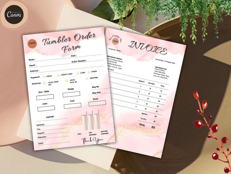 Tumbler Order Form Tumbler Invoice Cup Order Form Sublimation Tumbler ...