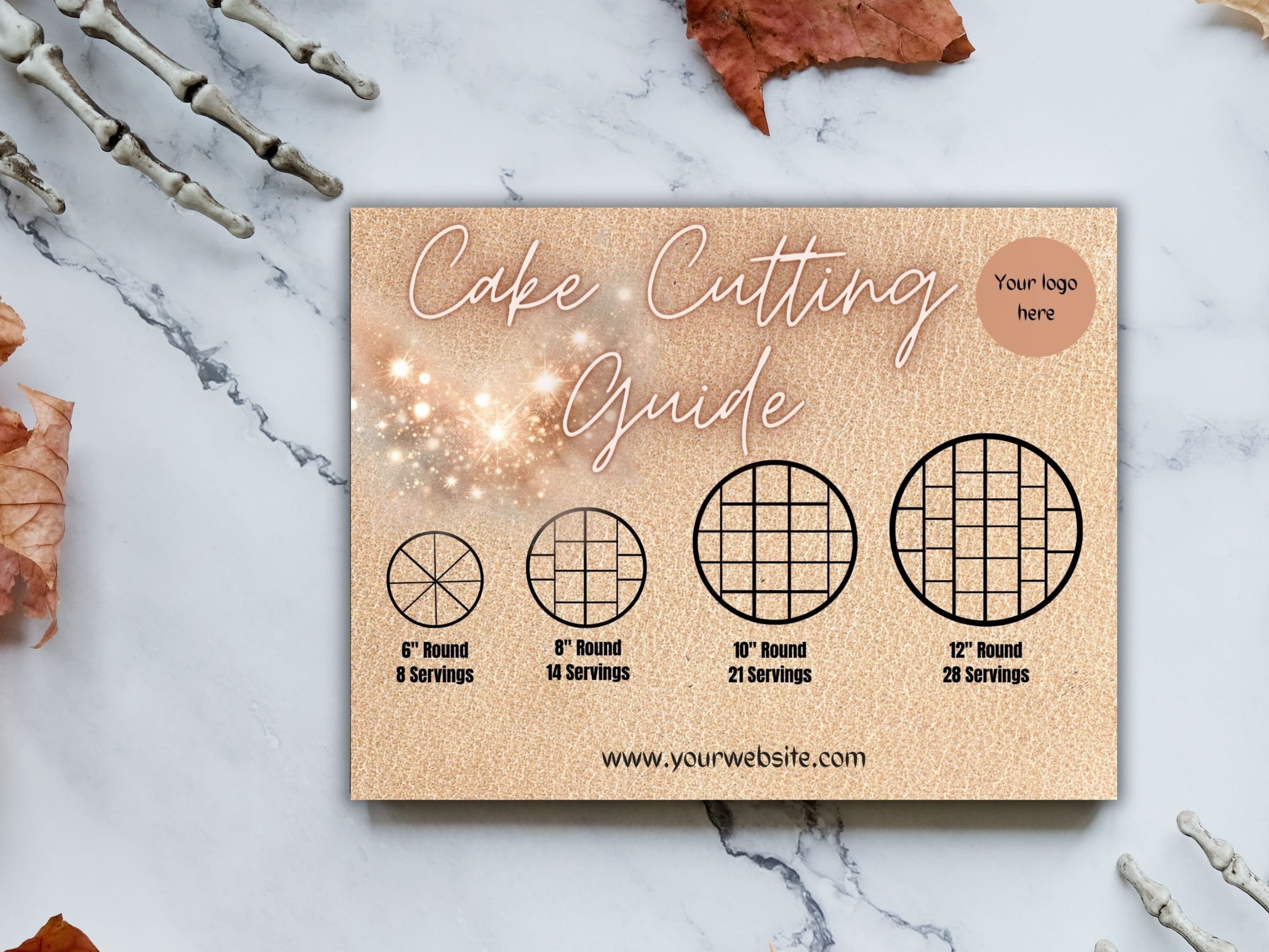 Editable Cake Cutting Guide Template Printable Cake Care Guide Cake ...