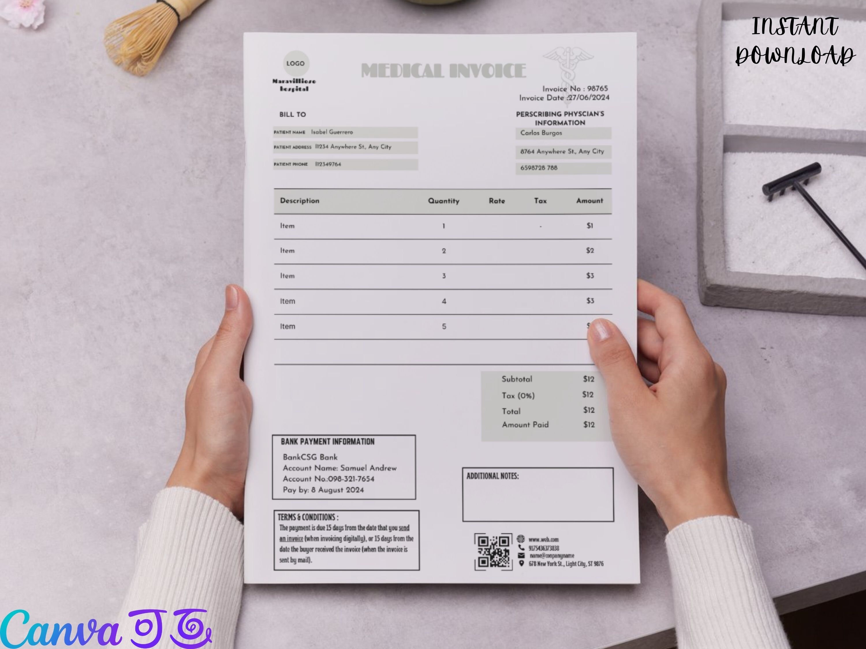 Custom Doctor's Medical Bill Receipt Invoice Template Doctor's Bill ...