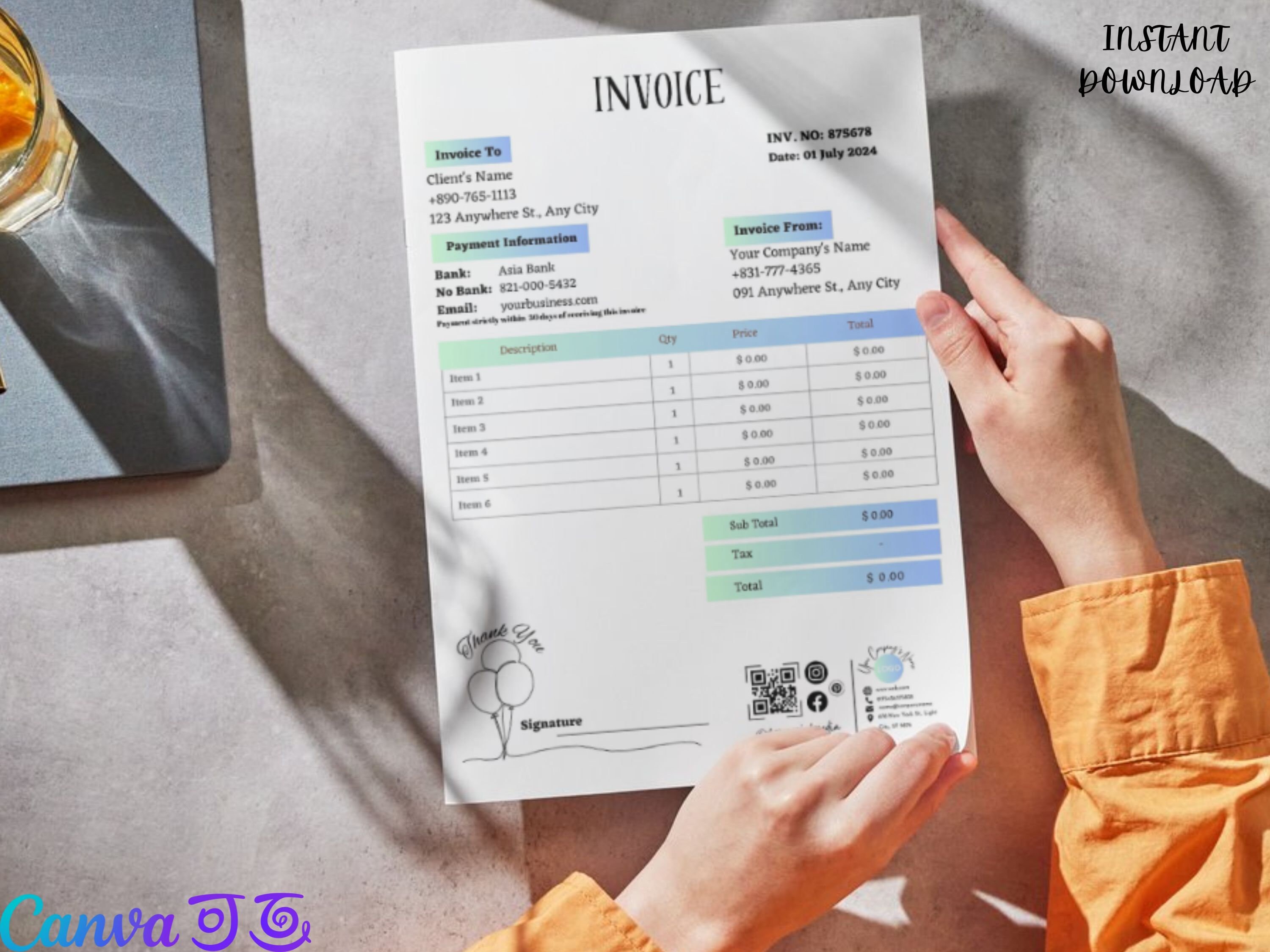 Balloon Invoice 2 Different Size Balloon Template Balloon Business ...