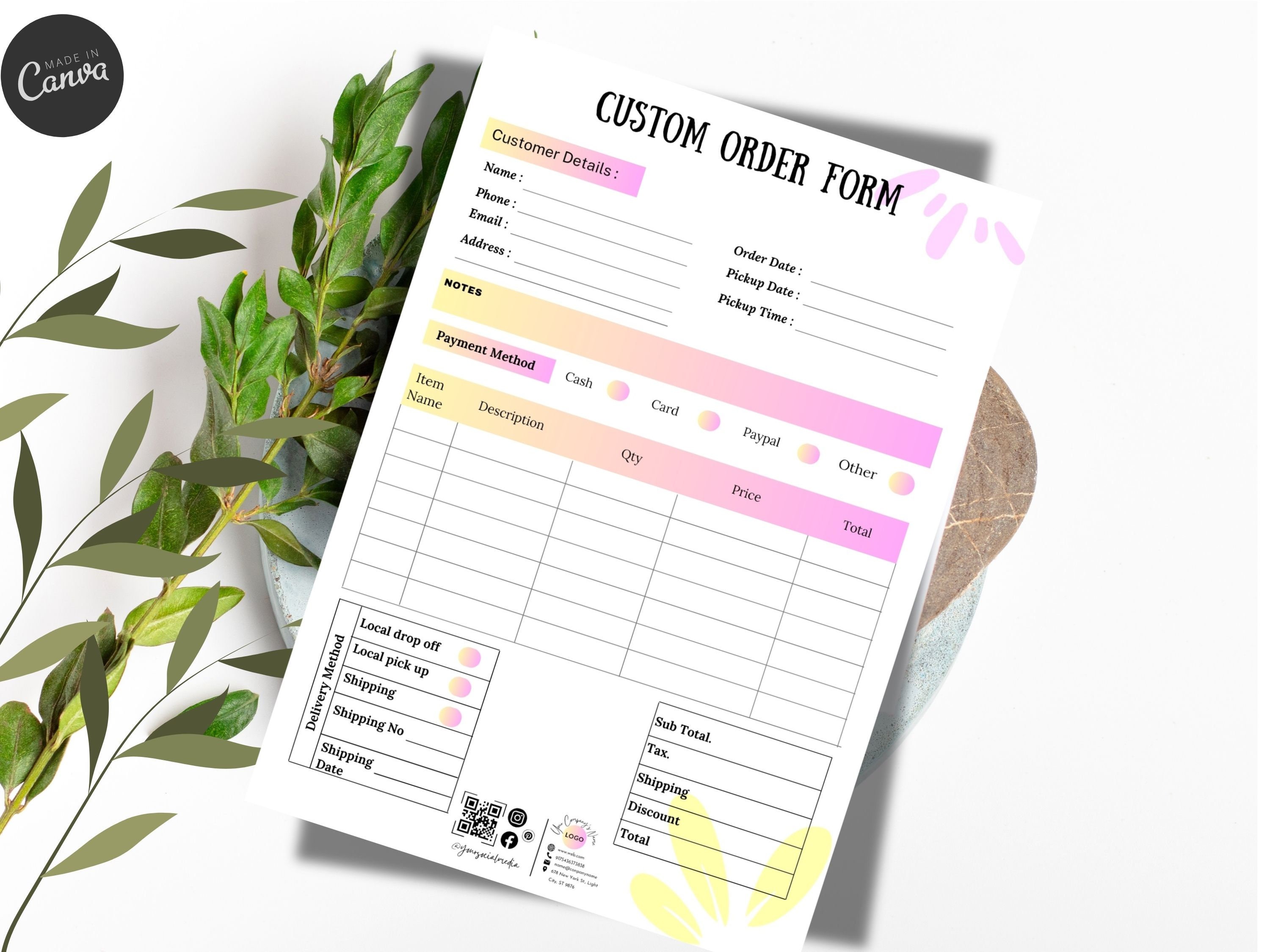 Editable Order Form Template Craft Order Form Etsy Shop Craft Business ...