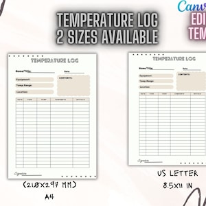 Temperature Check Record Log Daily Refrigerator Printable Temperature ...