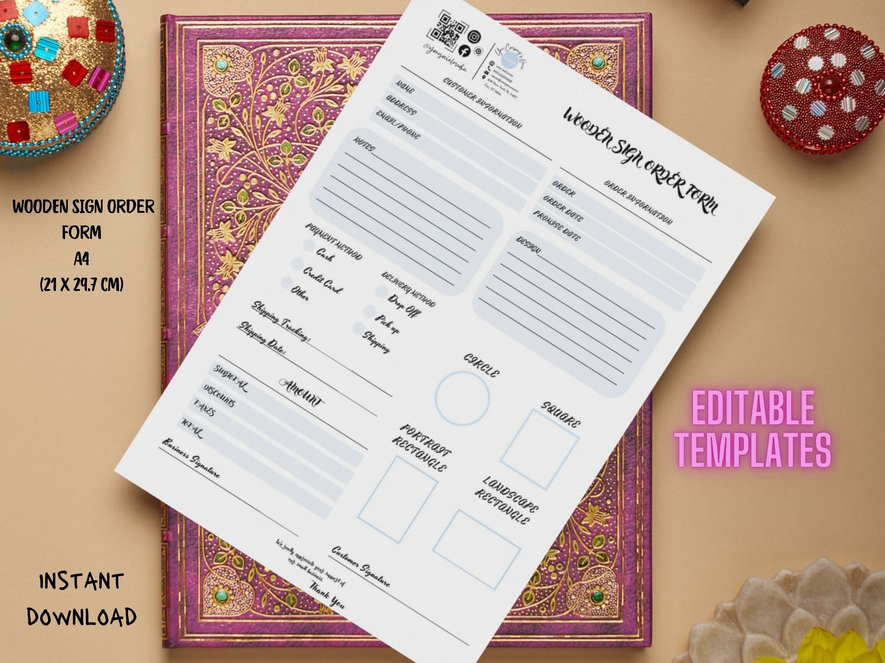 Wooden Sign Order Form Template Printable Craft Sign Order Form ...