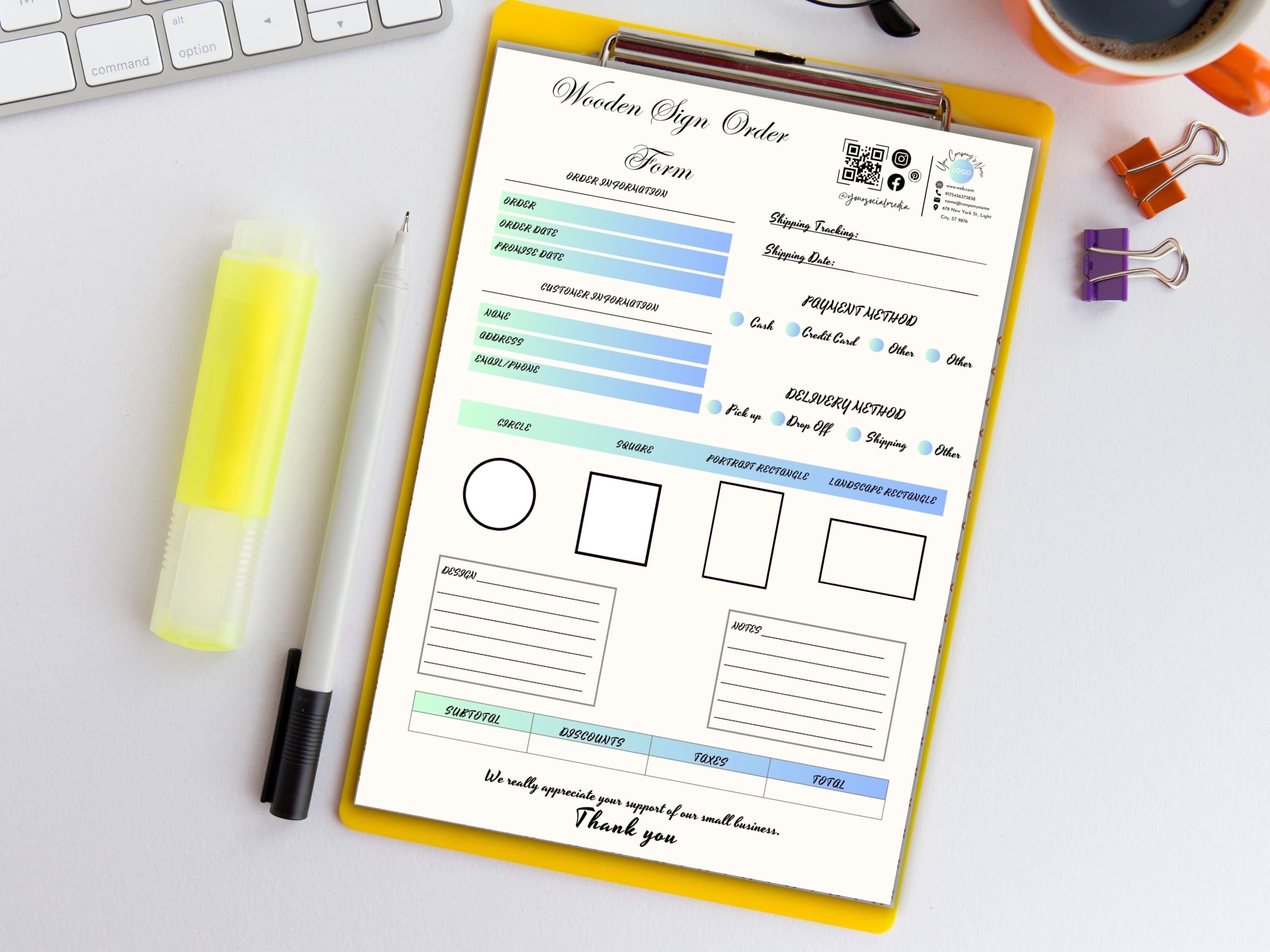 Wooden Sign Order Form Template Printable Craft Sign Order Form ...