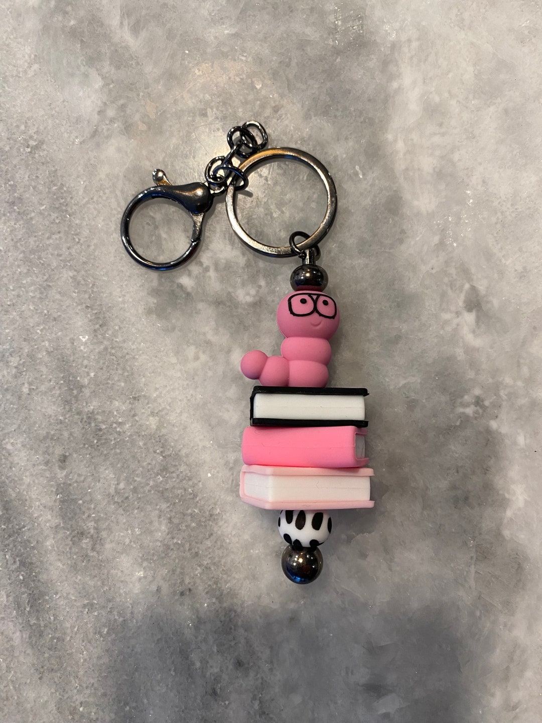 Bookworm Keychain - Etsy