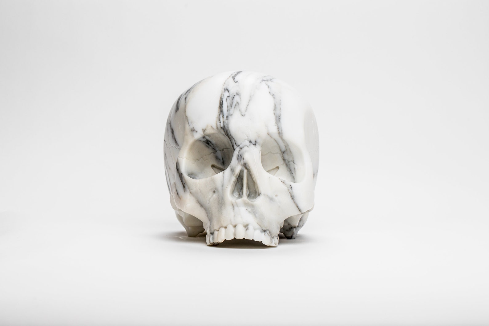 Marble Sculpture the Human Skull Exclusive Decorative White Arabescato ...