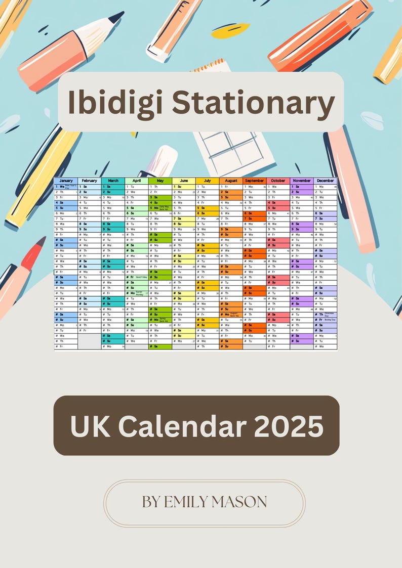 Plantilla de Excel del calendario del Reino Unido 2025: editable e imprimible, incluye días ...