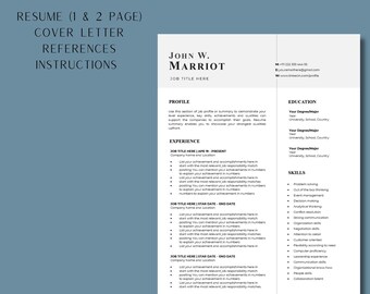 Editable Modern Resume Template Professional CV for Job Seekers Instant ...