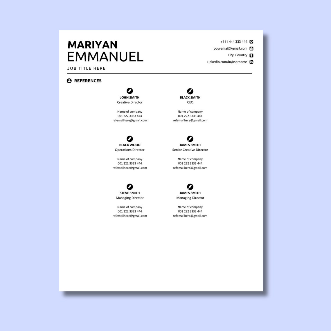 Editable Modern Resume Template Professional CV for Job Seekers Instant ...