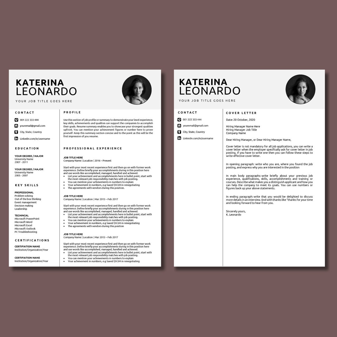 Editable Modern Resume Template Professional CV for Job Seekers Instant ...