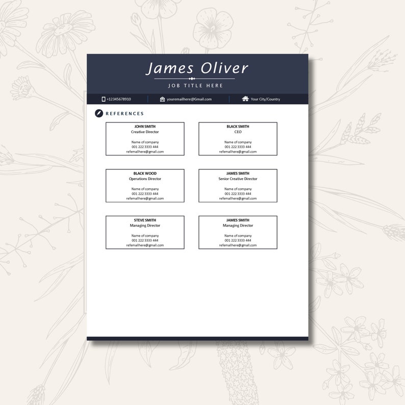 Clean Modern Resume Template 4 Page CV Template Cover Letter References ...