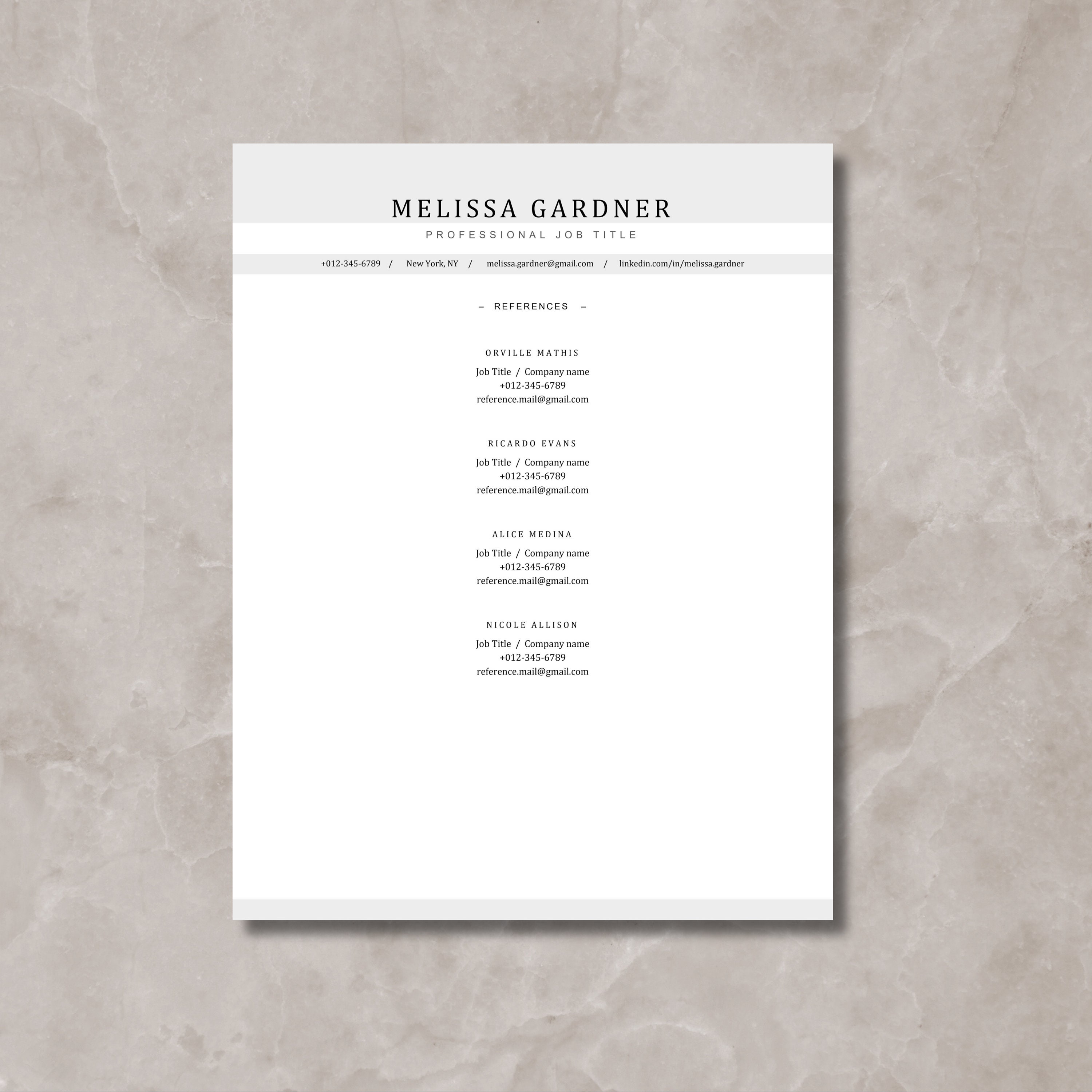 Clean Modern Resume Template 4 Page CV Template Cover - Etsy