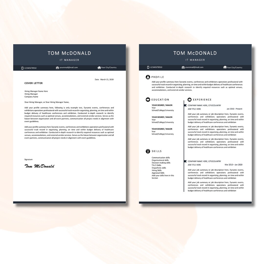 Editable Modern Resume Template Professional CV for Job Seekers Instant ...