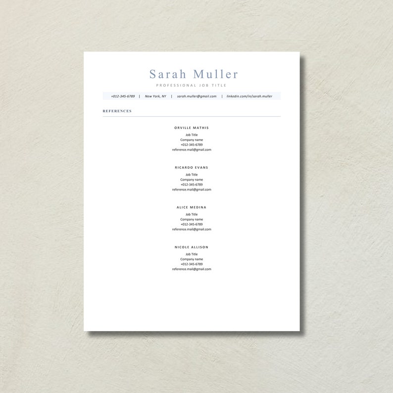Clean Modern Resume Template 4 Page CV Template Cover Letter References ...