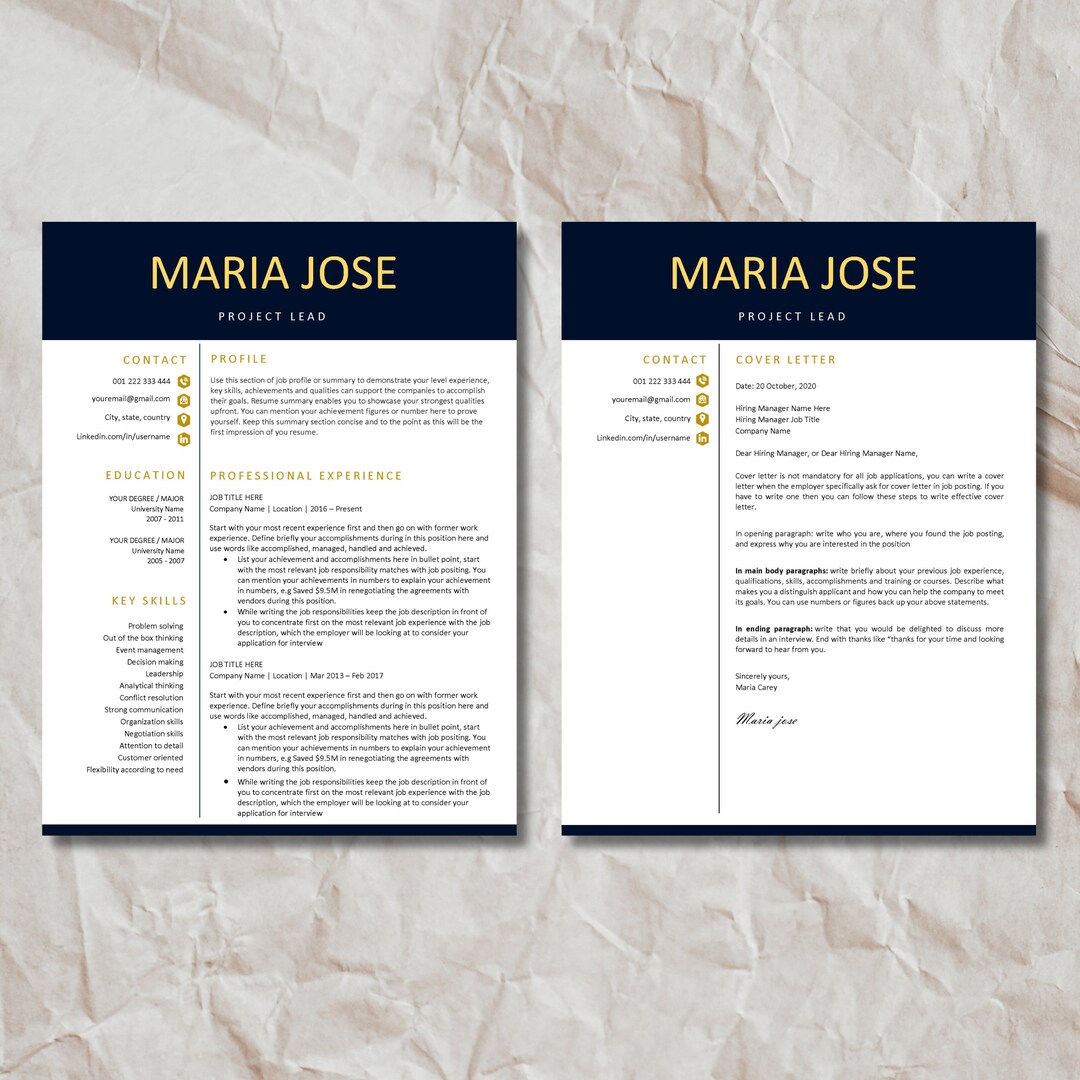 Editable Modern Resume Template Professional CV for Job Seekers Instant ...
