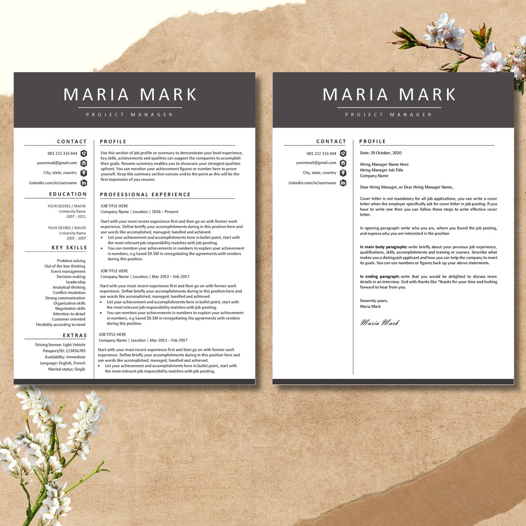 Editable Modern Resume Template Professional CV for Job Seekers Instant ...