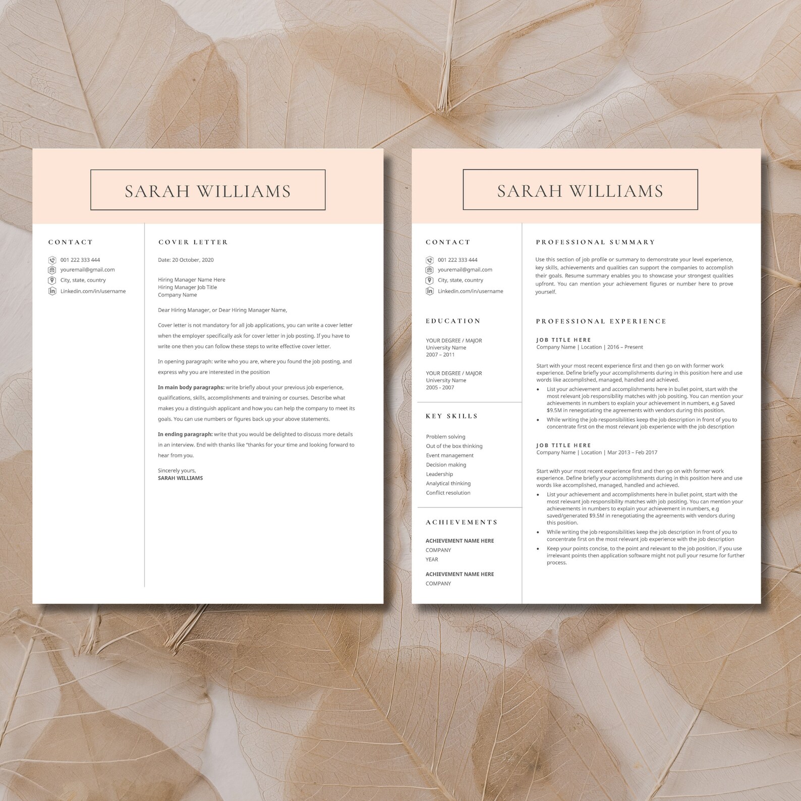 Editable Modern Resume Template Professional CV for Job Seekers Instant ...