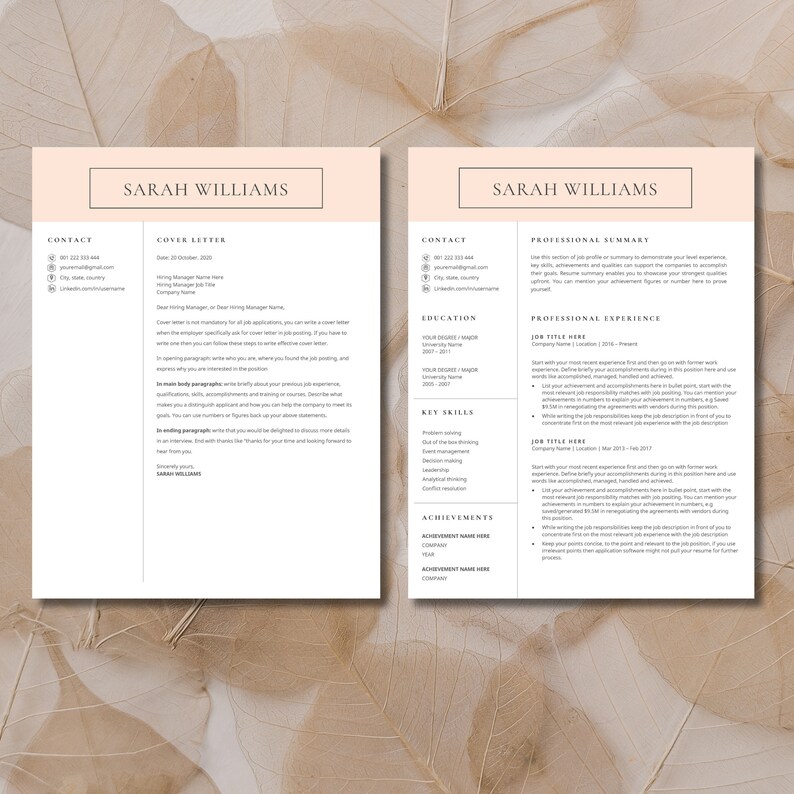 Editable Modern Resume Template Professional CV for Job Seekers Instant ...