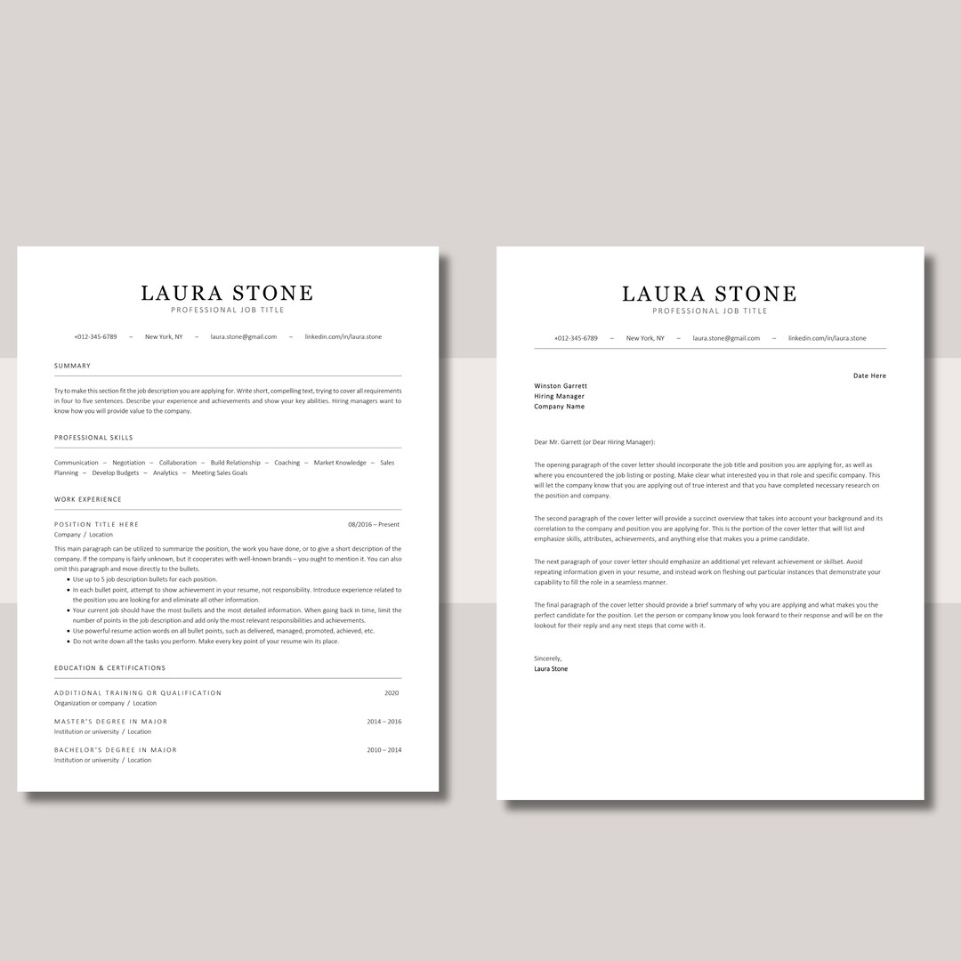 Editable Modern Resume Template Professional CV for Job Seekers Instant ...