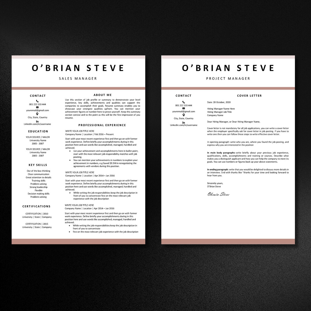 Editable Modern Resume Template Professional CV for Job Seekers Instant ...