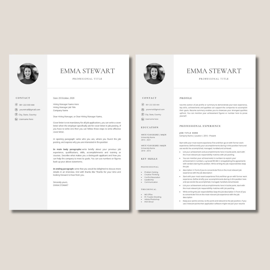 Editable Modern Resume Template Professional CV for Job Seekers Instant ...