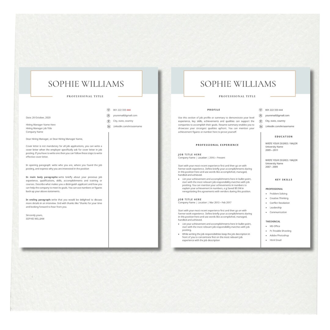 Editable Modern Resume Template Professional CV for Job Seekers Instant ...