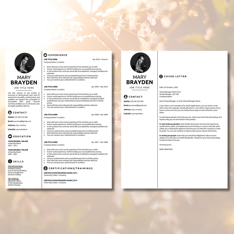 Editable Modern Resume Template Professional CV for Job Seekers Instant ...