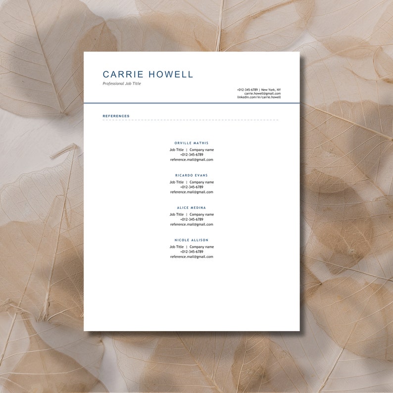 Clean Modern Resume Template 4 Page CV Template Cover Letter References ...