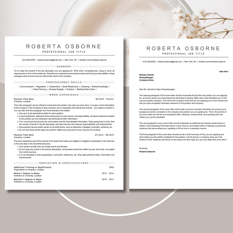 Editable Modern Resume Template Professional CV for Job Seekers Instant ...